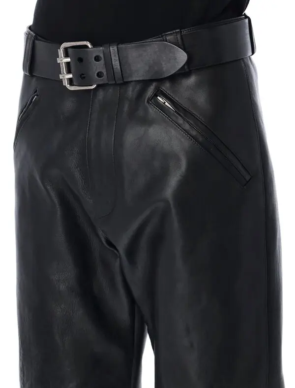Saint Laurent Grained Leather Trousers