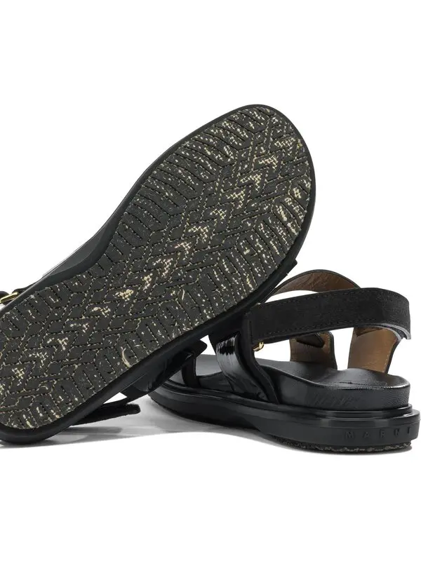 Marni Fussbett Leather Sandals - Black