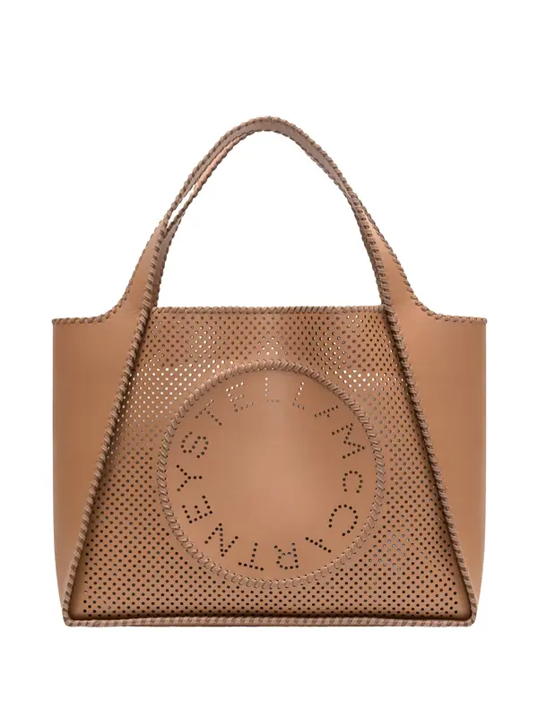 Stella McCartney Logo Perforated Tote - Wallnut