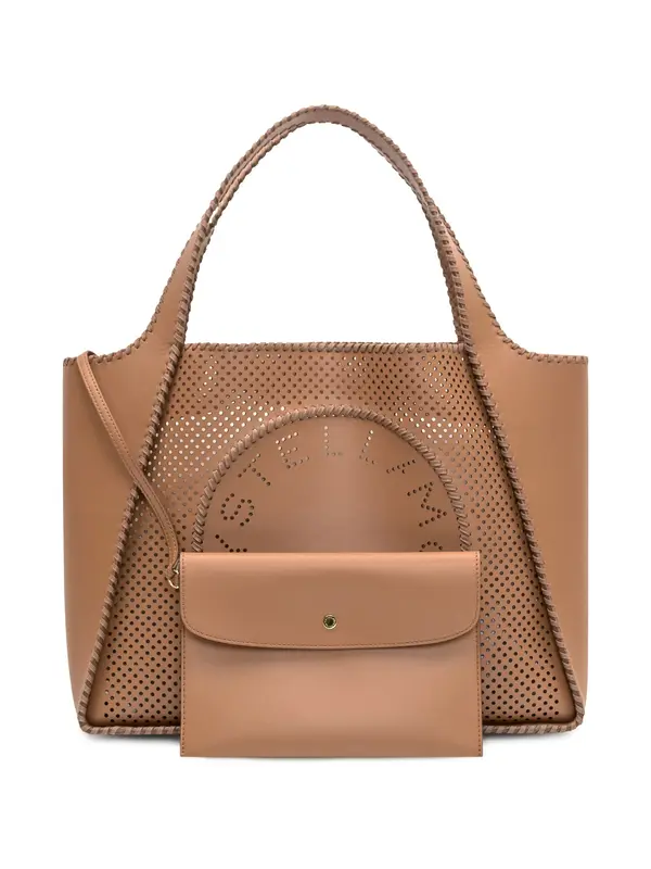 Stella McCartney Logo Perforated Tote - Wallnut