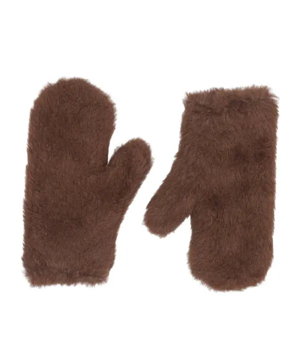 Max Mara Teddy Fabric Gloves - Brown