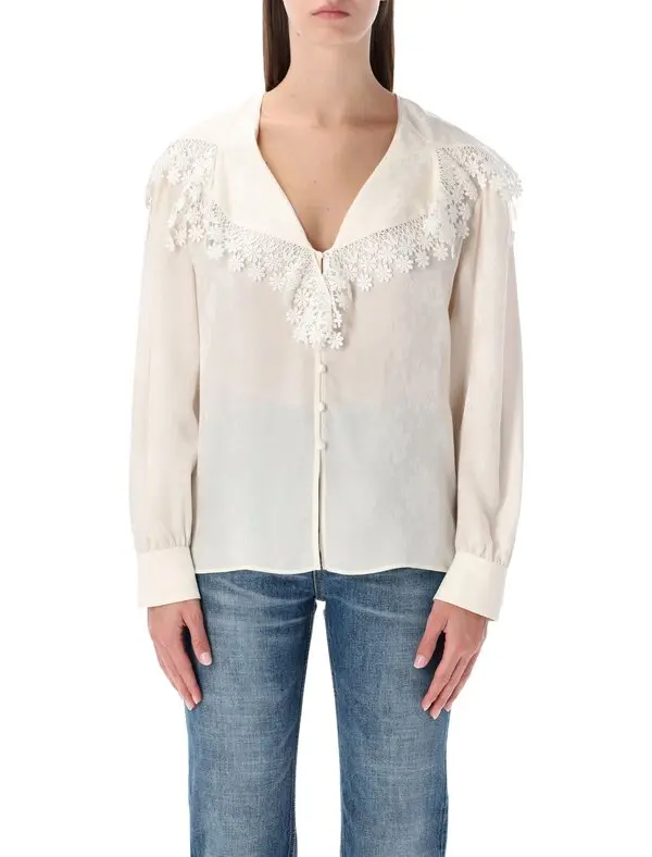 Chloé Floral Jacquard Silk Blouse