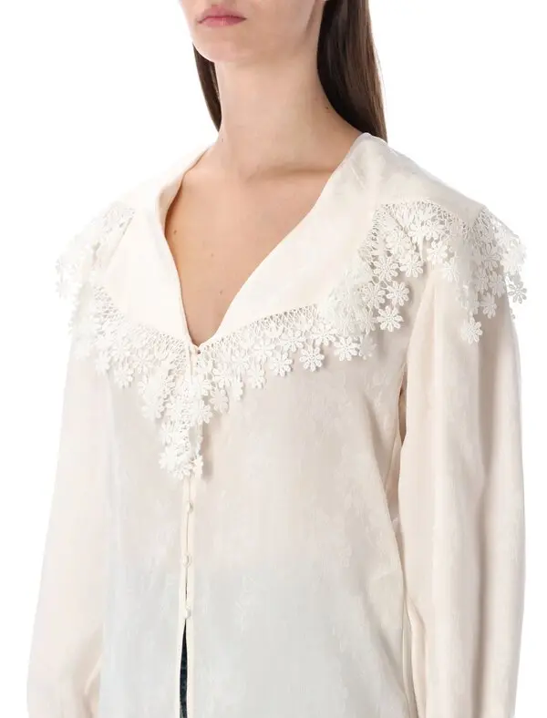 Chloé Floral Jacquard Silk Blouse