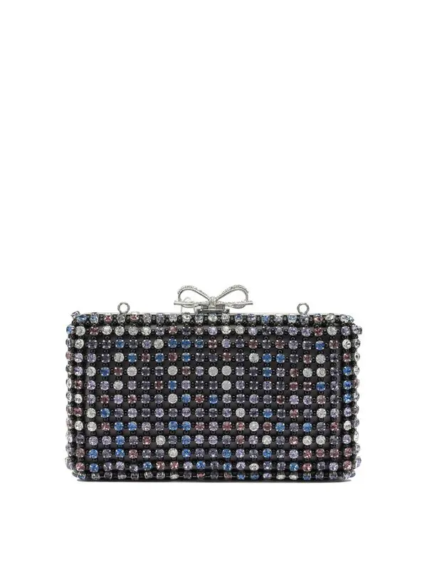 SELF-PORTRAIT Multi-crystal Knit Clutch - Black