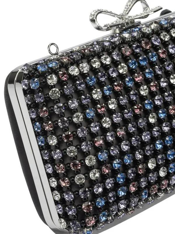 SELF-PORTRAIT Multi-crystal Knit Clutch - Black