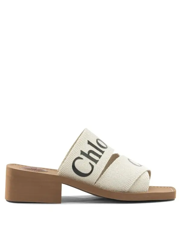 Chloé Woody Heeled Sandals - White