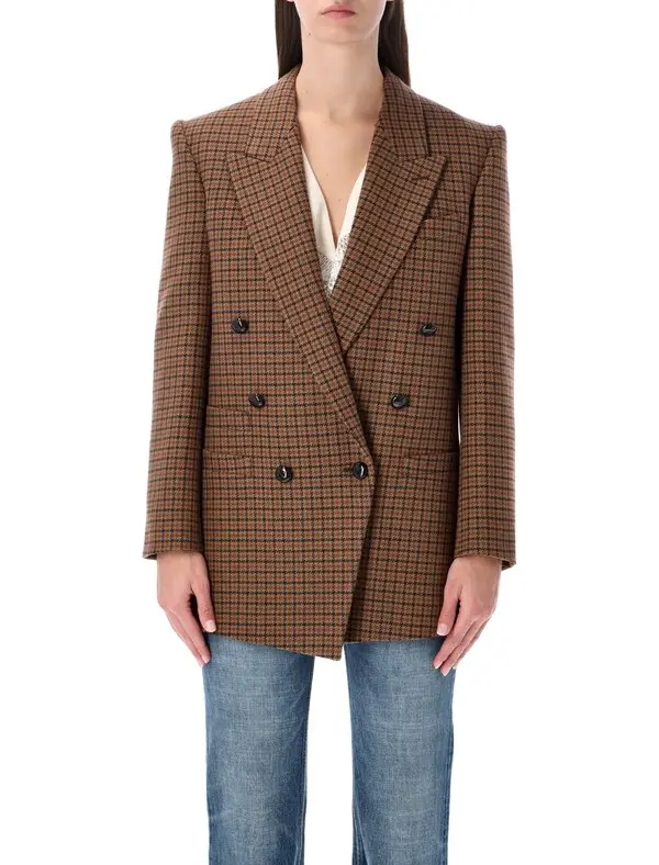 Chloé Houndstooth Wool Double-breasted Blazer
