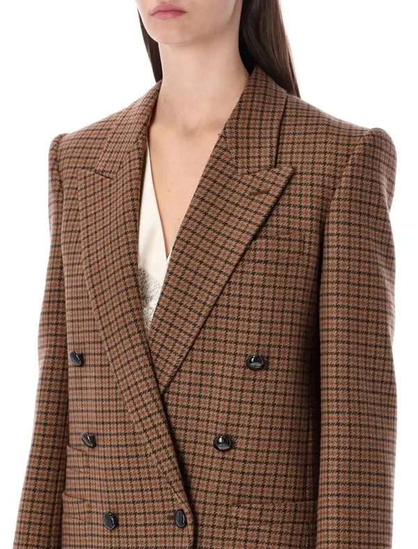 Chloé Houndstooth Wool Double-breasted Blazer