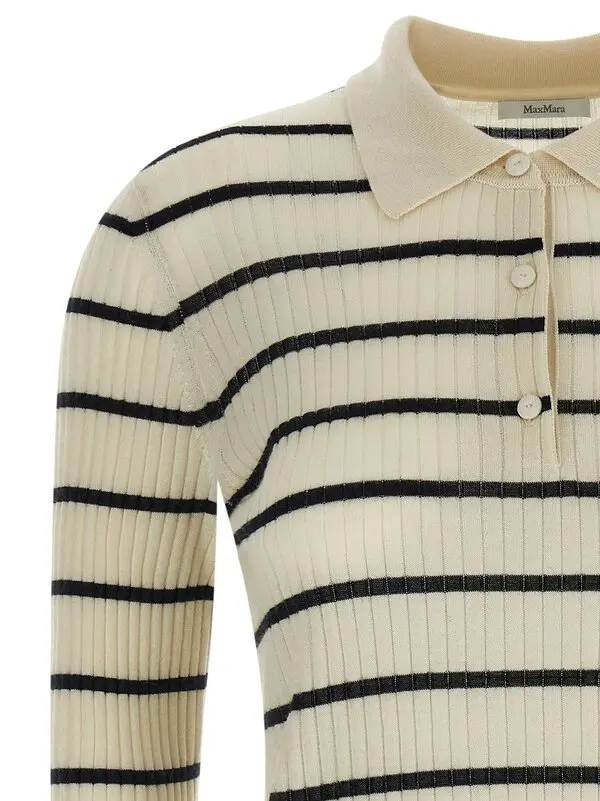 Max Mara Striped Cashmere And Stretch Silk Polo Shirt