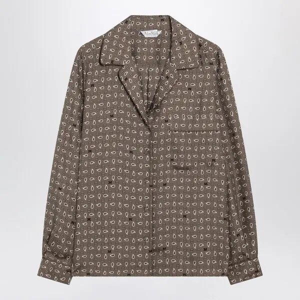 Max Mara Printed Silk Twill Shirt - Brown