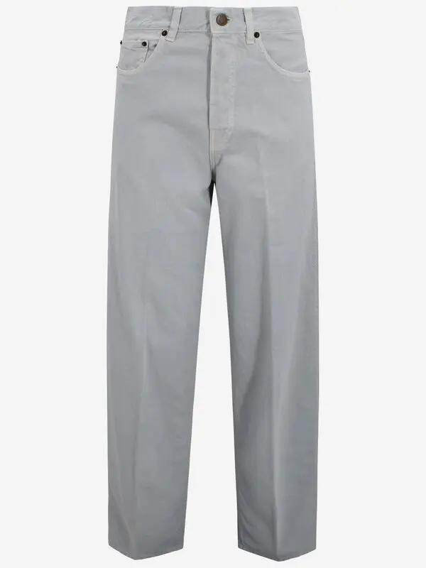 HAIKURE Bethany Cotton And Linen Wide Leg Jeans - Light Grey