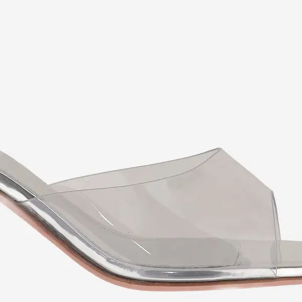 Amina Muaddi Lupita Glass Sandals - Grey