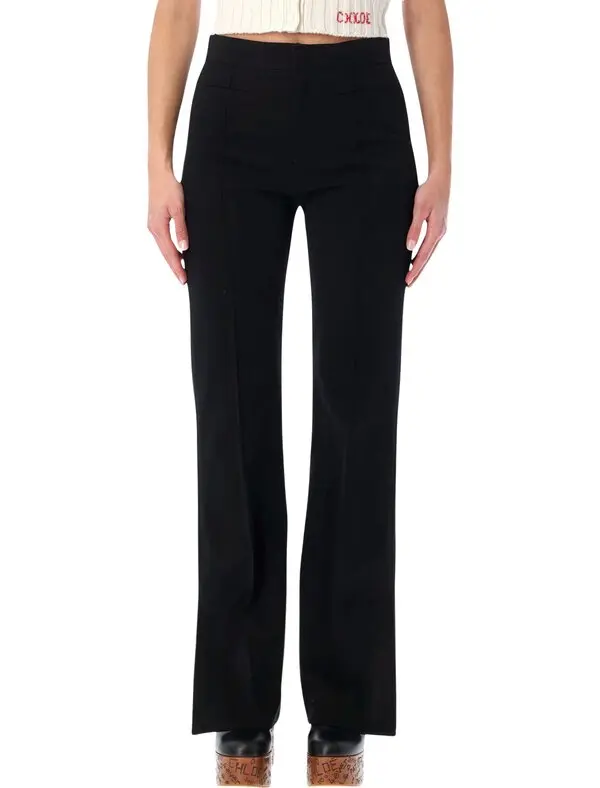 Chloé Tailored Herringbone Cotton Trousers