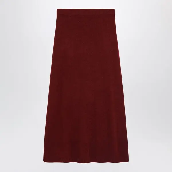 Max Mara Long Skirt In Stretch Cashmere Knit - Burgundy