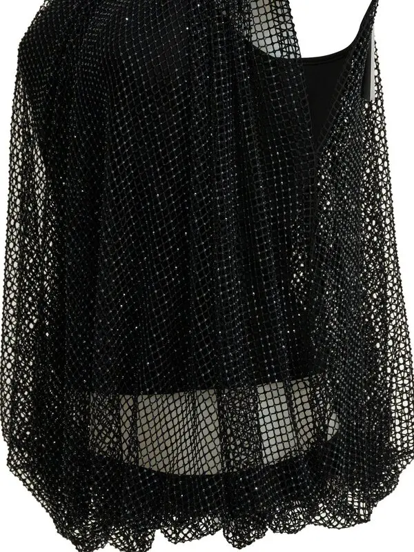 Max Mara Mesh Top With Crystal Embellishments - Black