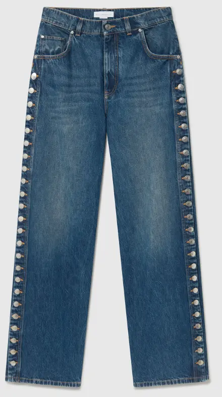 Stella McCartney Button Embellished Wide Leg Jeans