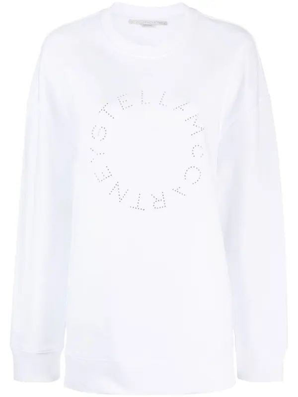 Stella McCartney Rhinestone Embellished Logo Sweatshirt - Pure White