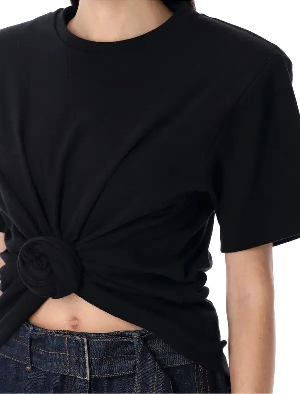 Magda Butrym Knot Detail T-shirt With Detachable Shoulder Pads - Black