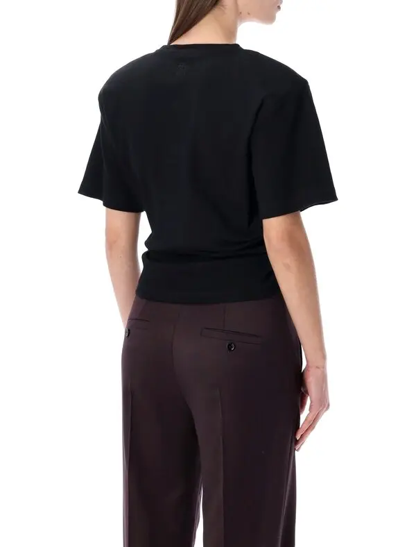 Magda Butrym Knot Detail T-shirt With Detachable Shoulder Pads - Black