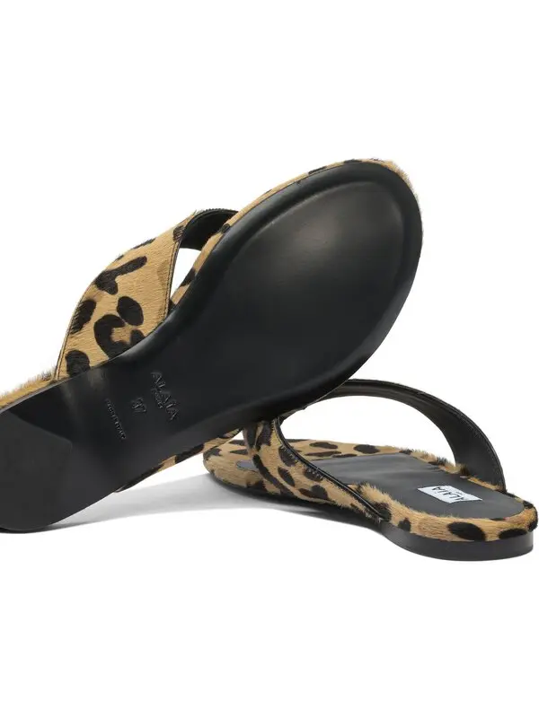 Alaïa Leopard Pony Skin Flip-flops
