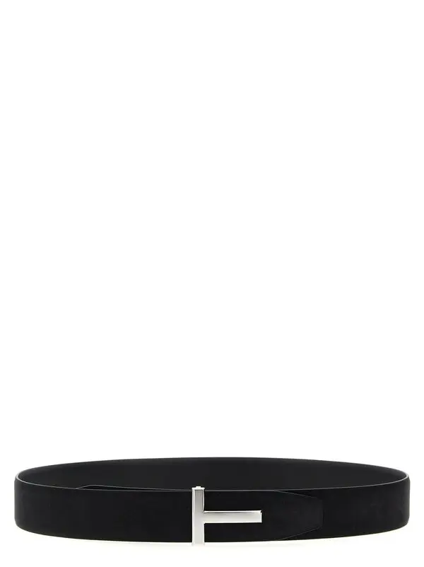 TOM FORD Reversible Belt With 't' Buckle - Black