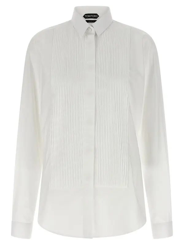 TOM FORD Plastron Cotton Poplin Shirt