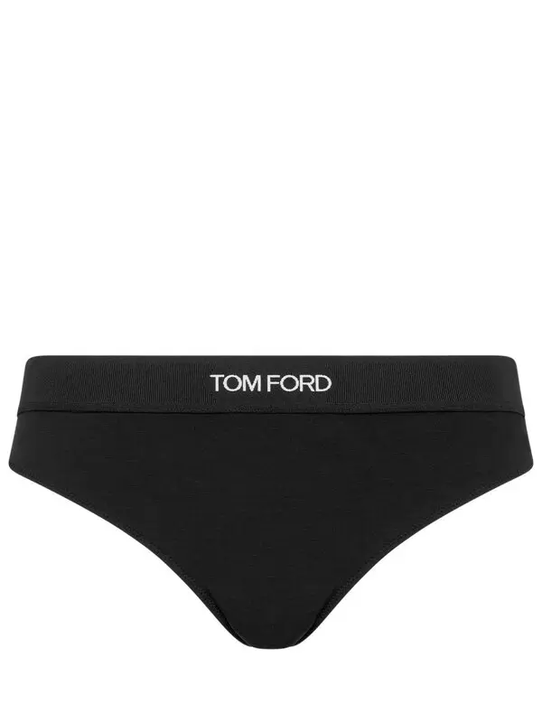 TOM FORD Thong With Logo - Black