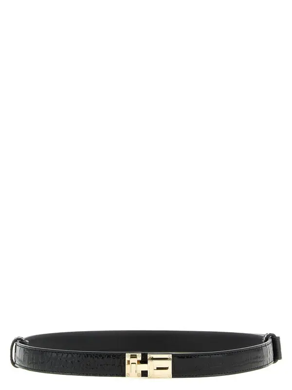 TOM FORD Croc-print Belt With T-closure - Black