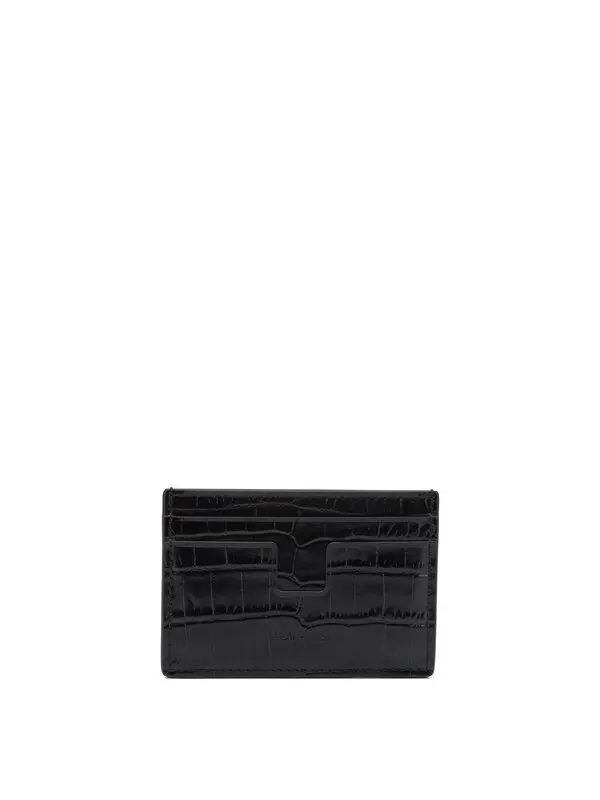 TOM FORD Crocodile Effect Card Holder - Brown