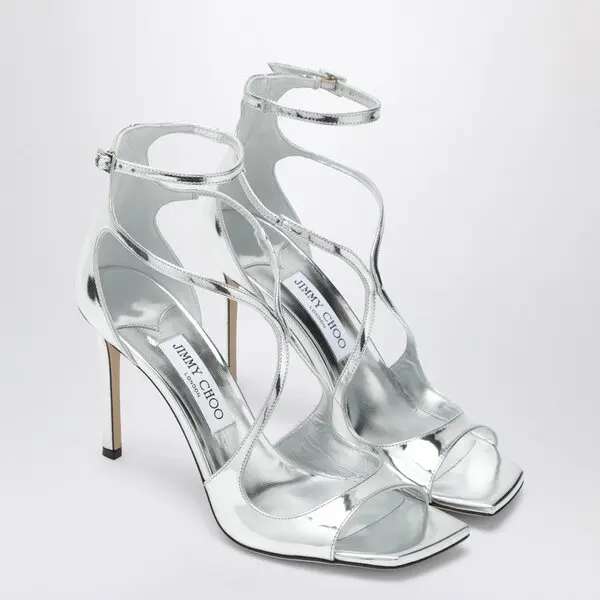 JIMMY CHOO Azia 95 Leather Sandals - Metal