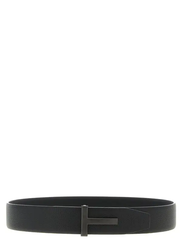 TOM FORD Hammered Leather Belt - Black