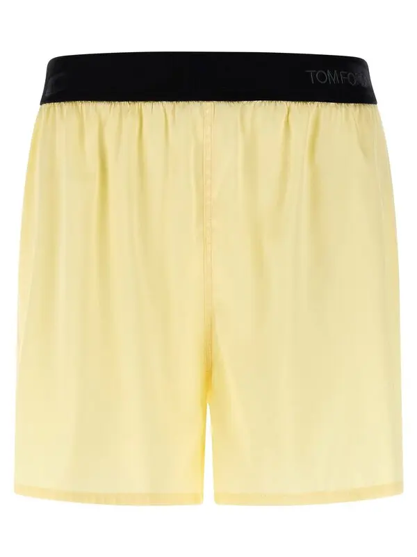 TOM FORD Stretch Silk Shorts - Yellow