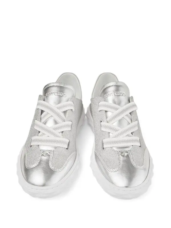 JIMMY CHOO Diamond Light Leather Sneakers - Silver