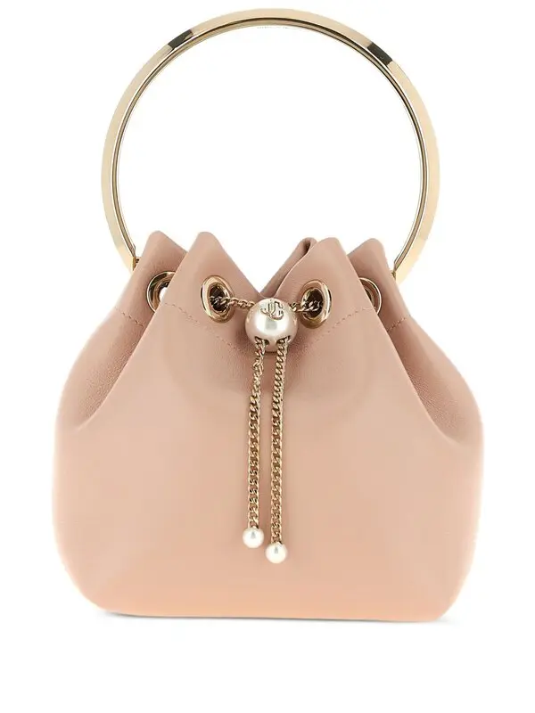 JIMMY CHOO Bon Bon Leather Bucket Bag - Powder