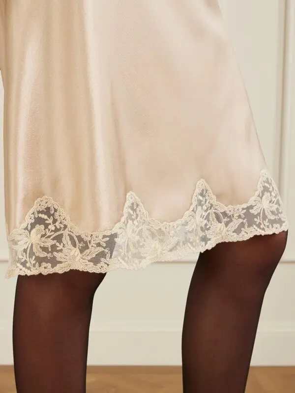 Saint Laurent Lace-trimmed Silk-satin Skirt