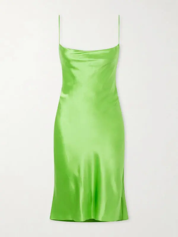 Saint Laurent Draped Silk-satin Mini Dress - Green