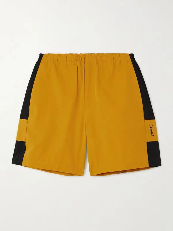 Saint Laurent Two-tone Embroidered Cotton-twill Shorts