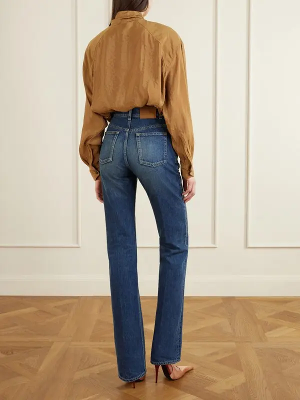 Saint Laurent Pussy-bow Crinkled-taffeta Blouse