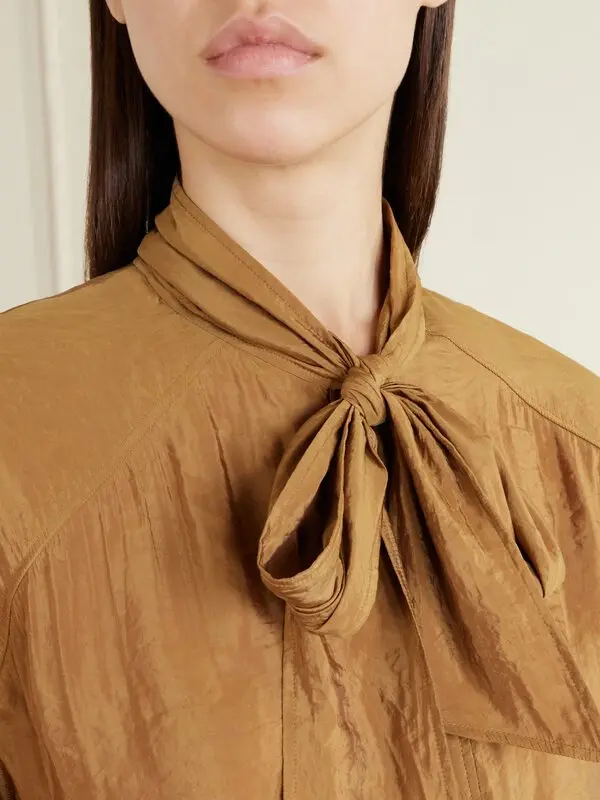Saint Laurent Pussy-bow Crinkled-taffeta Blouse