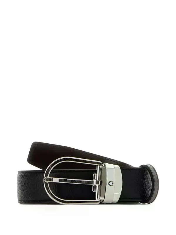 Montblanc Horseshoe Leather Reversible Belt - Black
