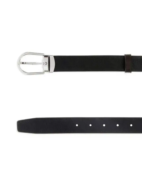 Montblanc Horseshoe Leather Reversible Belt - Black