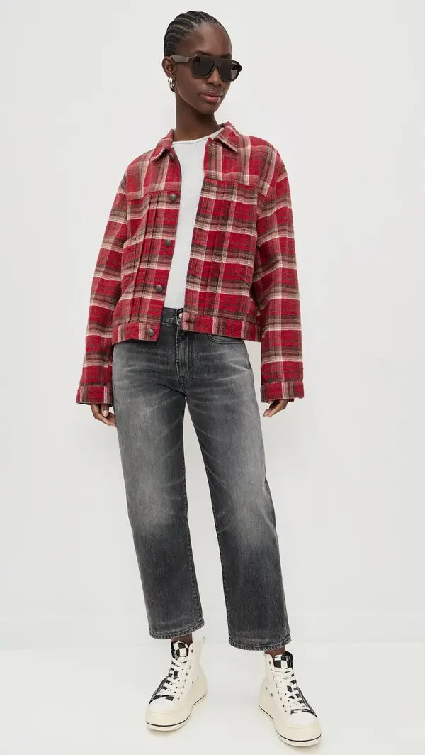 R13 Relaxed Pleated Trucker Jacket