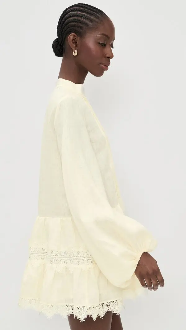 Bardot Antonia Lace Trim Mini Dress - Eggnog | Editorialist