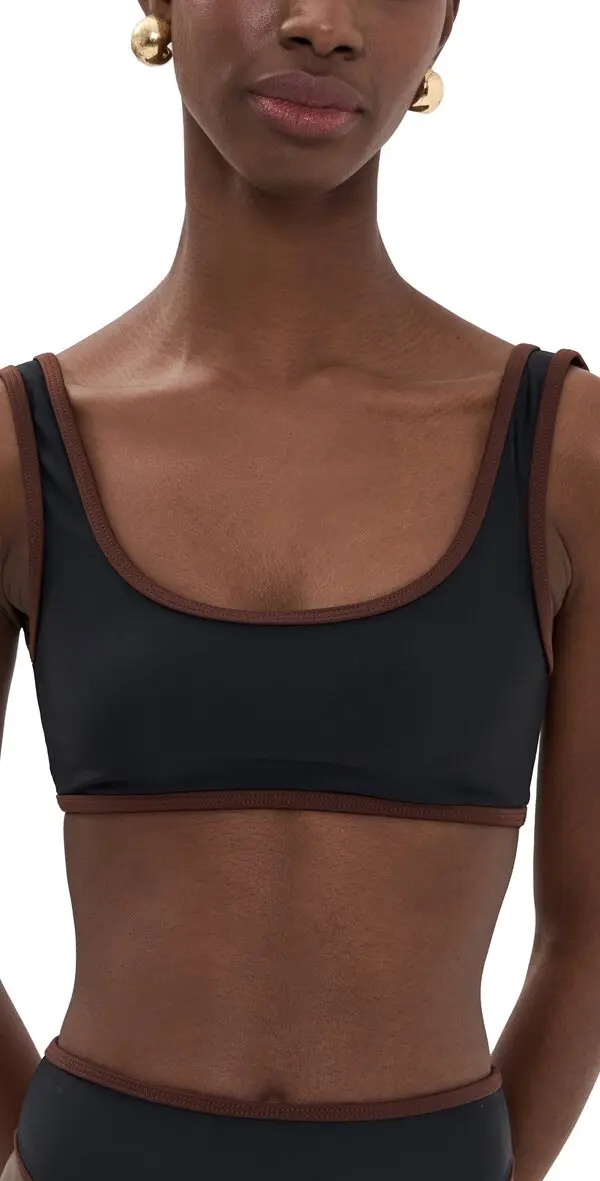 Jade Swim Bikini Top - Black W/ Mocha