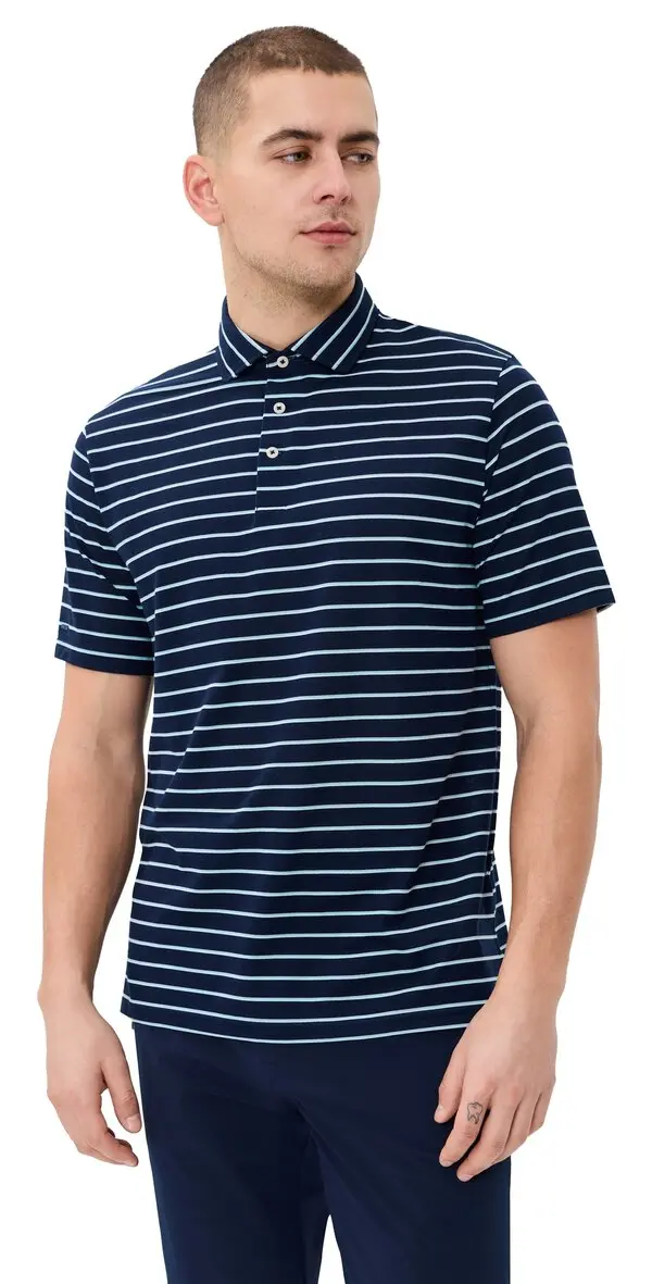Rlx Ralph Lauren Multi Stripe Tour Pique Polo - Refined Navy Multi