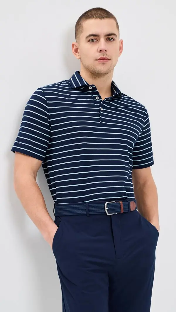 Rlx Ralph Lauren Multi Stripe Tour Pique Polo - Refined Navy Multi