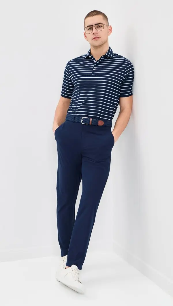 Rlx Ralph Lauren Multi Stripe Tour Pique Polo - Refined Navy Multi