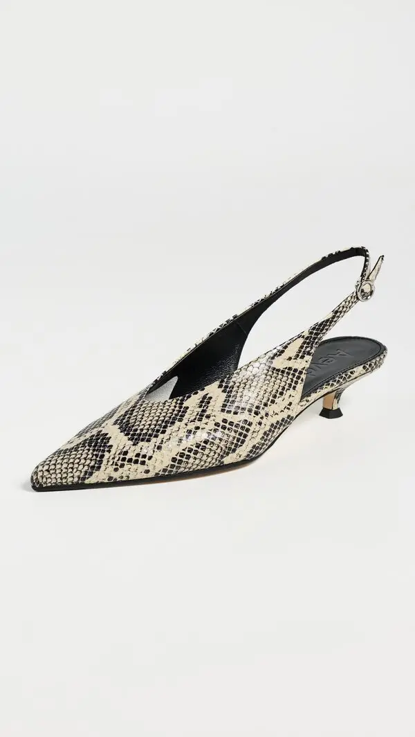 AeydĒ Camila Snake Print Leather Slingbacks