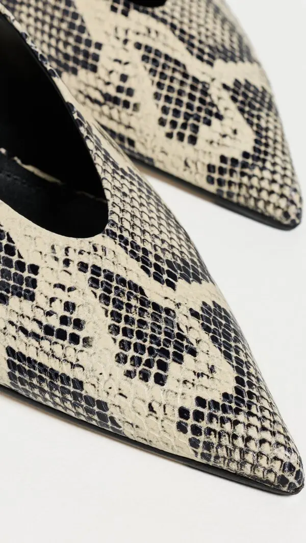 AeydĒ Camila Snake Print Leather Slingbacks