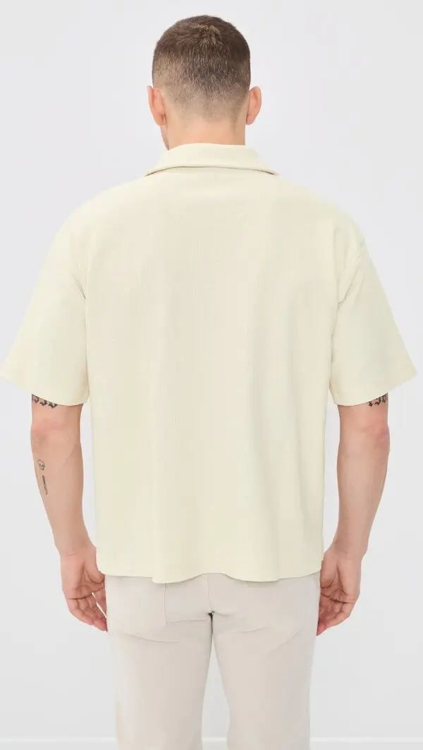 FRAME Textured Polo Top - Light Stone